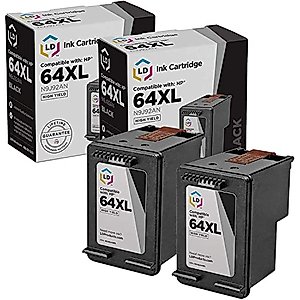 LD Remanufactured Ink Cartridge Replacement for HP 64XL N9J92AN High Yield (Black, 2-Pack)