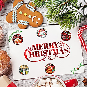 Fumete 1000 Pieces 2 Rolls Christmas Stickers 1.5 Inch 24 Designs Christmas Plaid Label Sticker for Kids Xmas Tree Santa Claus Elk Snowflake Envelope Seal Gift Decor for Christmas Card Party Supply