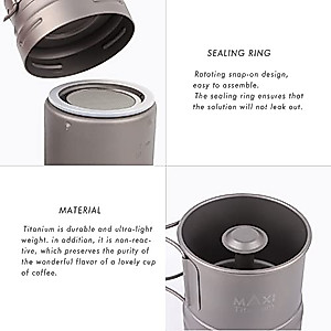 Maxi Coffee Maker, Titanium Moka Pot, 5oz each brew, backpacking friendly