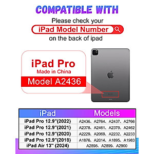 Uppuppy for iPad Air 13 Inch M2/M3, Pro 12.9 Case - Cute Women Girls Girly Aesthetic Floral Pencil Holder Folio Cover for Apple Air 13" 2024/2025, Pro 6th/5th/4th/3rd Generation Case