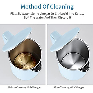 MEISON Electric Kettle, 1.7 L Double Wall Food Grade Stainless Steel Interior Water Boiler, Coffee Pot & Tea Kettle, Auto Shut-Off and Boil-Dry Protection, 1200W, 2 Year Warranty(Blue)