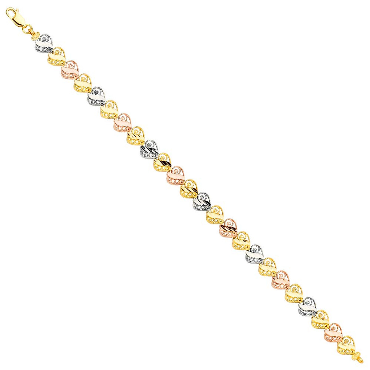 The World Jewelry Center 14k Tri Color Gold Bracelet - 7.5"