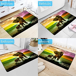 OHTMTHO 17"x24" Bathroom Rugs Non Slip Washable Bath Mat Small Door Floor Mat Printed with Colorful Seaside Elephants