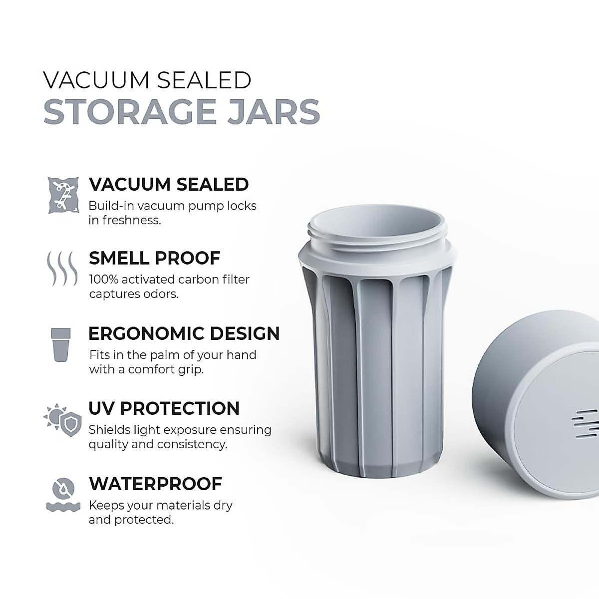 Staze Preserve Vacuum Sealed Storage Jars (148ml) | Patented Smell Proof Containers | Herb Storage & Food Storage Container with UltraViolet Protection -(CLOUD)