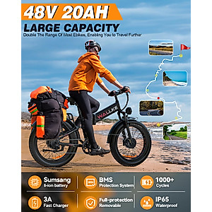 W Wallke X3 Pro Electric Bike for Adults Folding 750W-Exceed 1000W Standard Max Speed 32MPH 48V 20AH 26 Inch Fat Tire EBike Mountain Electric Bicycle Full Suspension 7-Speed