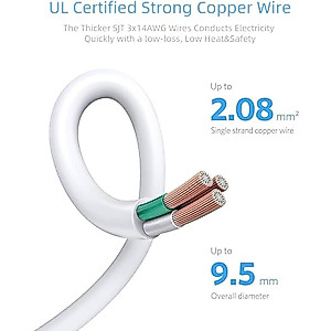 BESTEK 8 AC Outlet, 5 Feet Extension Cord Power Strip with 3 USB-A 2.4A 1USB-C 3A, MAX Output 1625W 13A, 600Joule, Ultra-Compact Wide Spaced Outlet for Large Plug