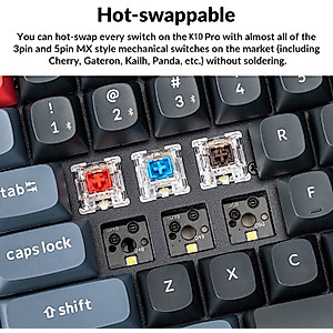 Keychron K10 Pro QMK/VIA Custom Wireless Mechanical Keyboard, Hot-Swappable Full Size 108 Keys Programmable White LED Backlit Brown Switch, Bluetooth/USB-C Wired Gaming Keyboard for Mac Windows Linux