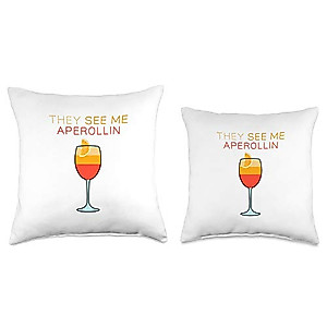 My favorite App ist Aperol love spritzin summer aperol Spritz Favorite Drink Nerd Hype BestSeller 2021 Throw Pillow, 18x18, Multicolor