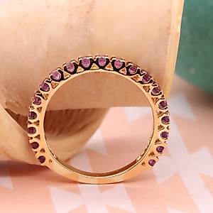 Dazzlingrock Collection Round Amethyst Eternity Stackable Wedding Band for Women in 14K Yellow Gold Size 8