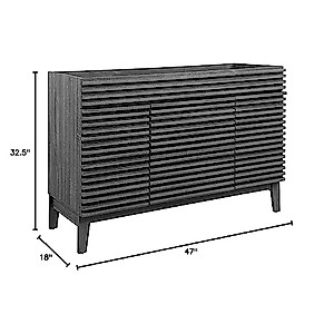 Modway Render 47" Plastic and Wood Bathroom Vanity Cabinet in Charcoal