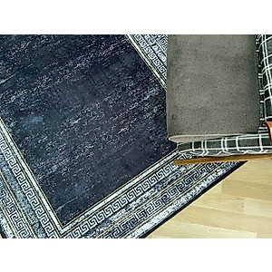 AK RUGS Modern Machine Washable Printed Area Rug Gloria Collection Living Room Bedroom Rug (Charcoal, 6' x 9')
