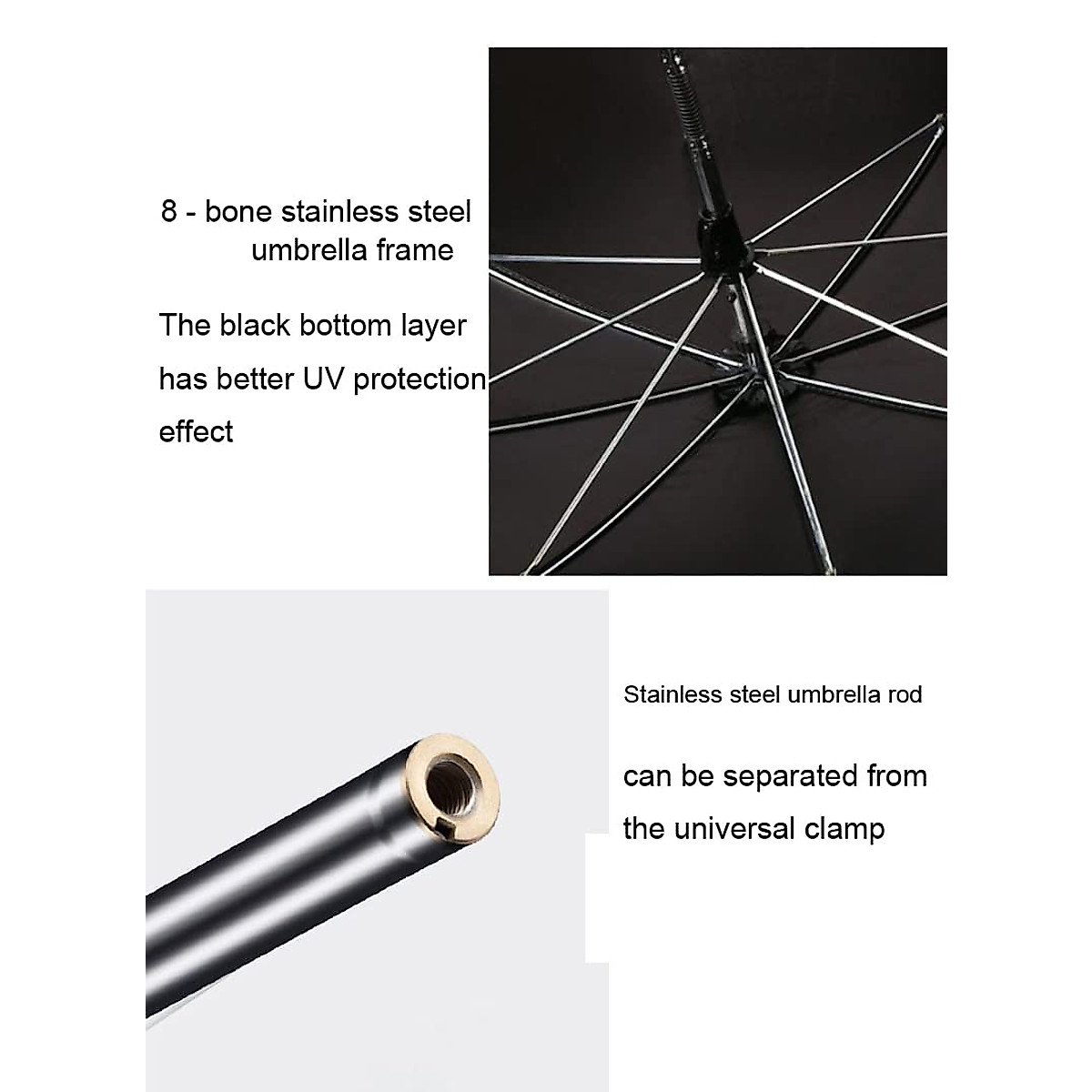 STARRY CITY Chair Umbrella with Universal Adjustable Clamp,46 inch Sun Shade,Clip on Parasol for Patio Chair Beach Chair Wheelchairs Golf Carts (L-Blue)