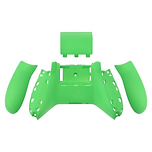 eXtremeRate Soft Touch Grip Custom Bottom Shell Back Panels for Xbox One S & One X Controller, Green Replacement Back Shell Side Rails w/Battery Cover for Xbox One S X Controller Model 1708