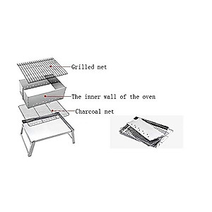 TWDYC Charcoal Grill Barbecue Portable BBQ Stainless Steel Folding BBQ Camping Grill Tabletop Grill Grill for Portable Camping Cooking Small Grill