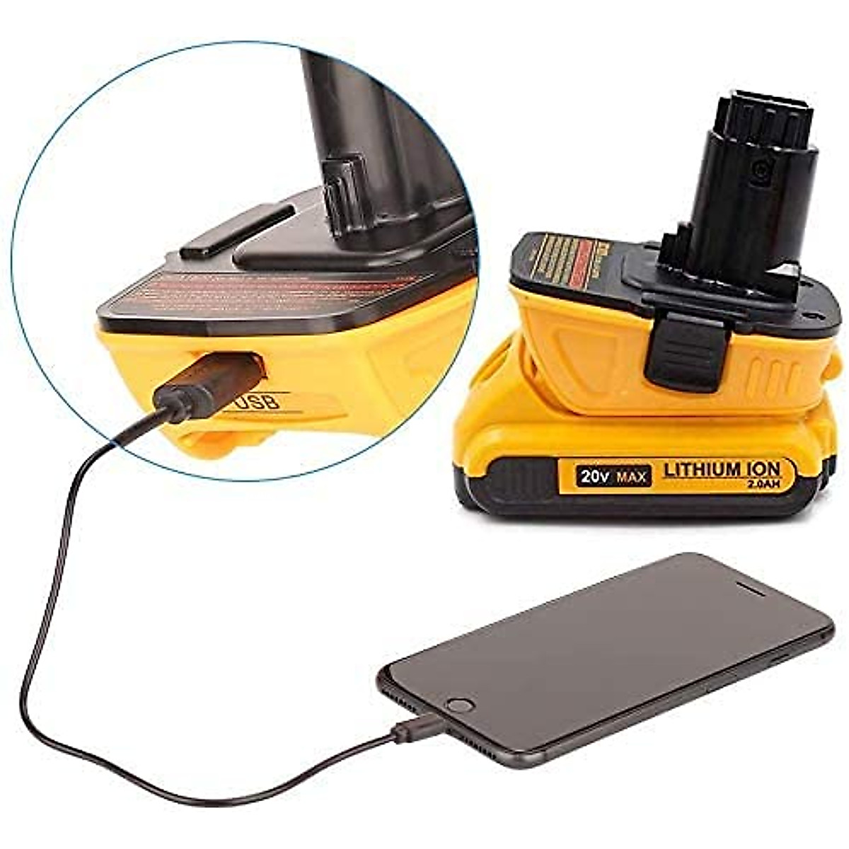 DCA1820 with USB Adapter Compatible with Dewalt 18V Tools