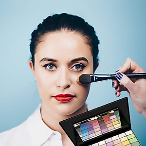 DanziX 70Pcs Metal Stickers for Eyeshadow Palette Set,Palette Empty Eyeshadow Makeup Palette + 2 Depotting Spatula (35Pcs Round + 35Pcs Square)