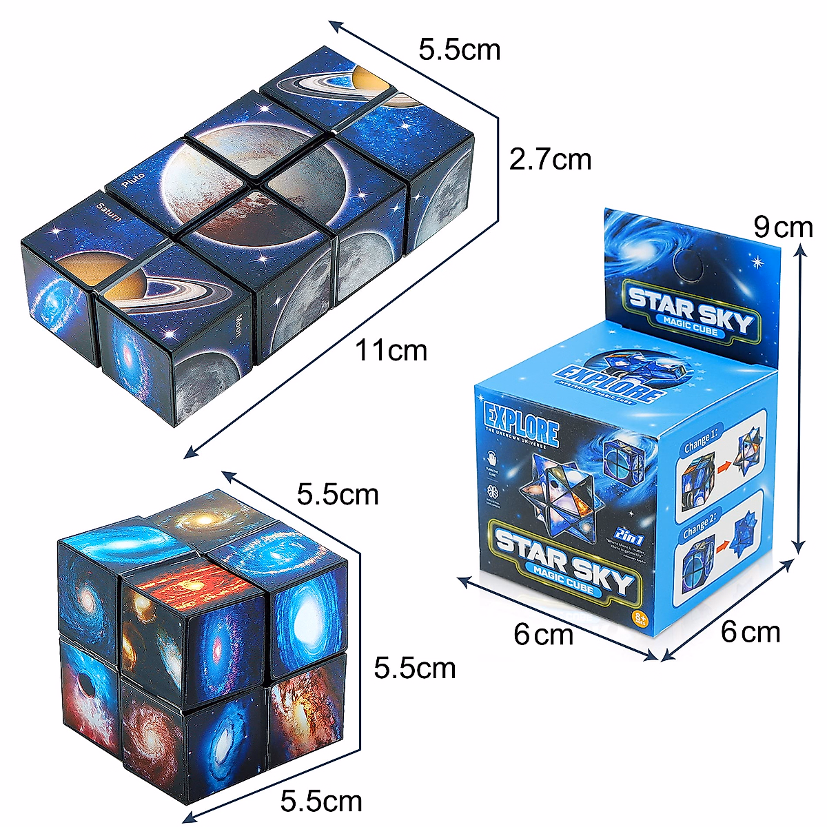 Star Cube,Vcall 2 in 1 Combo Infinity Cube Fidget Toy Magic Star Cube Smooth Surface Magic Cube Puzzle for Kids and Adults to Stress and Anxiety Relief Mini Preschool Toys