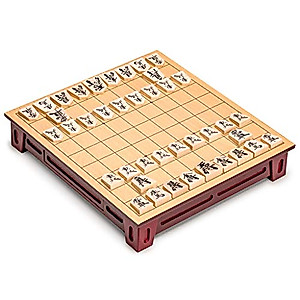 Yellow Mountain Imports Shogi Japanese Chess Game Set - Wooden Board with Drawers and Traditional Koma Playing Pieces