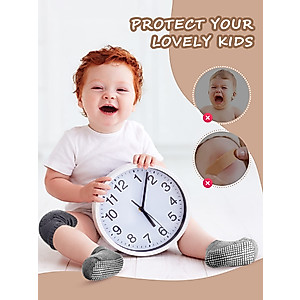 SATINIOR 6 Pairs Baby Knee Crawling Pads Anti-Slip Knee Protectors Toddler Infant Boys Girls Non-Slip Socks (Black, Dark Gray, Light Gray), One Size