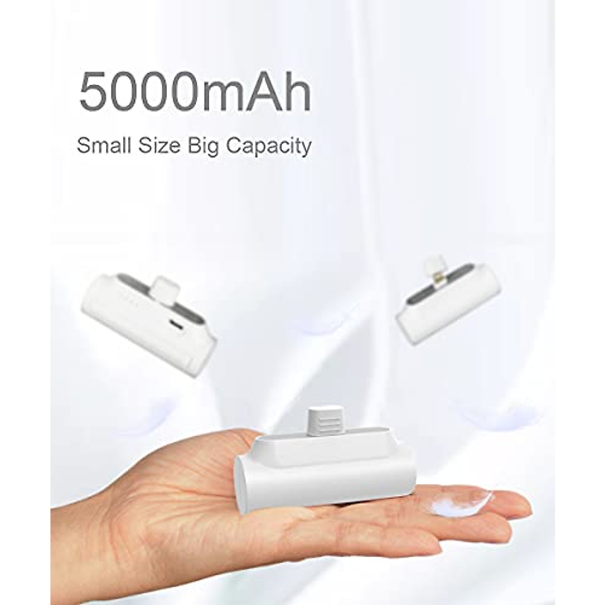 UNRMZIU Power Bank Portable Charger with Built in Connector 5000mAh Compact External Battery Pack Compatible with iPhone13/13 mini/13 Pro Max/12/12 mini/12 Pro/SE 2020/11/11Pro/XS/XR/X/8/8(White)