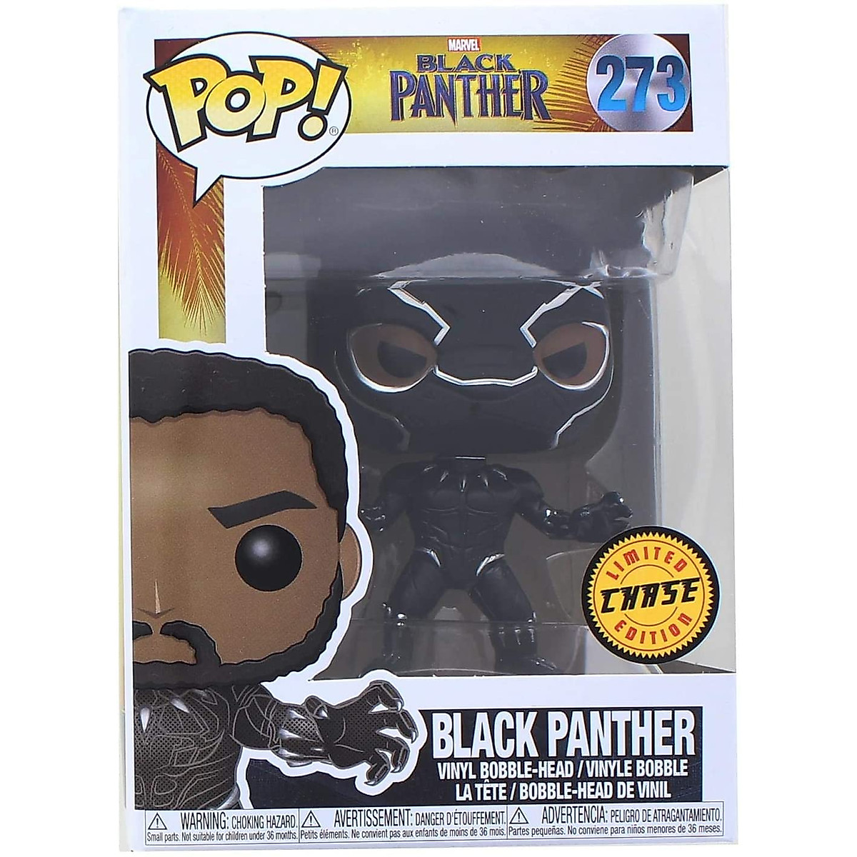 POP Marvel: Black Panther - Masked Black Panther Edition Chase Funko Pop! Vinyl Figure (Bundled with Compatible Pop Box Protector Case), Multicolored, 3.75 inches