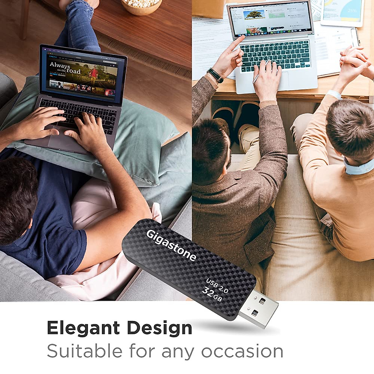 GIGASTONE V30 32GB USB 2.0 Flash Drive, Retractable Sliding Design Pen Drive, Carbon Fiber Style Thumb Drive, Reliable Performance & Durable