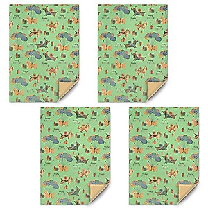 Apol Happy Birthday Dog Gift Wrapping Paper,Green Puppy Gift Wrap Paper 4 Folded Sheets Kraft Wrapping Paper for Kids Boys Girls Woman Man Dog Lover Baby Showers Party Gift Wrap Supplies,28 x 20 Inch