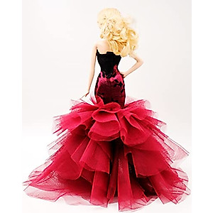 Cora Gu [Handmade Dress Fit for 12" Doll] Classic Black Rose Lace Mermaid Dress/Wedding Gowns Fit for 12" Fashion Doll [Doll's not Included]