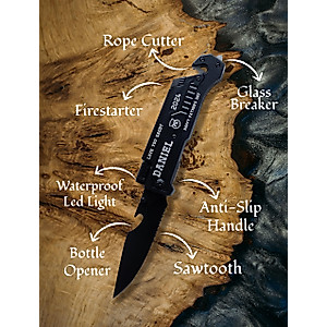 Home and Plan Personalized Engraved Pocket Knife for Dad, Black - Custom Pocket Knives as Father's Day Gift for Dad with Velvet Pouch