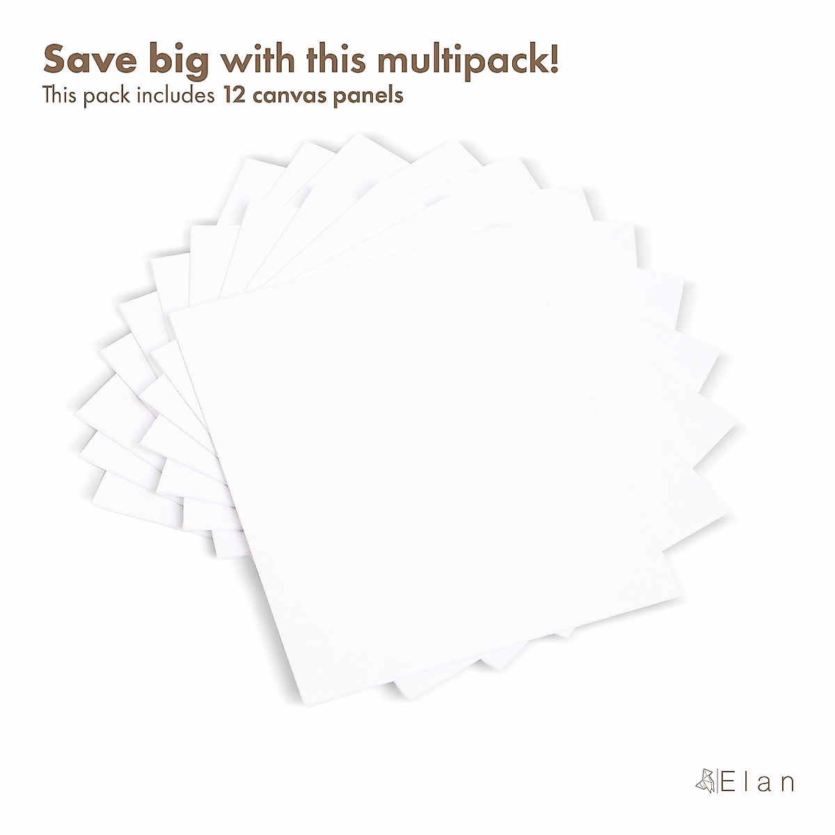 Elan Cotton Canvas Panels 8x10, 12-Pack Canvas Boards for Painting, Painting Canvas, Canvases for Painting, Art Board Bulk, Art Canvas Board, Blank Canvas Panel, Plain Canvas Board Art Canvas Panels