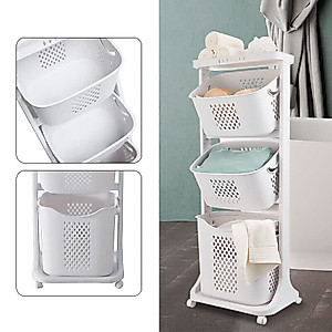 3 Layer Laundry Hamper Basket Sorter Wash Clothes Storage Organizer Rolling Cart With pulleys, used in the bathroom bedroom to store dirty clothes clothes basket