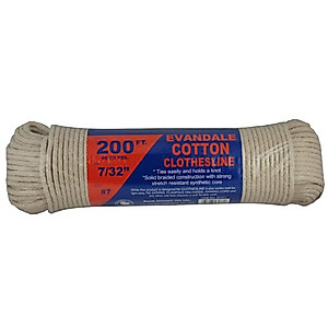 T.W Evans Cordage 43-077 7/32-Inch Evandale Cotton Clothesline 200-Feet Hank