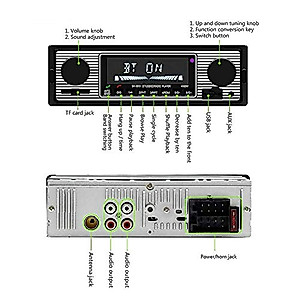 Gerioie Car Music Player, Bluetooth Classic Compact Size Auto Radio, for Auto Playing Car(12V)