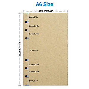 A6 Blank Vintage Refillable Paper, Retro A6 Binder Refills Paper for 6-Ring Binders Planner Traveller Journal Notebook Dairy, Blank Filler Paper, 80 Sheets 160 Pages, Blank
