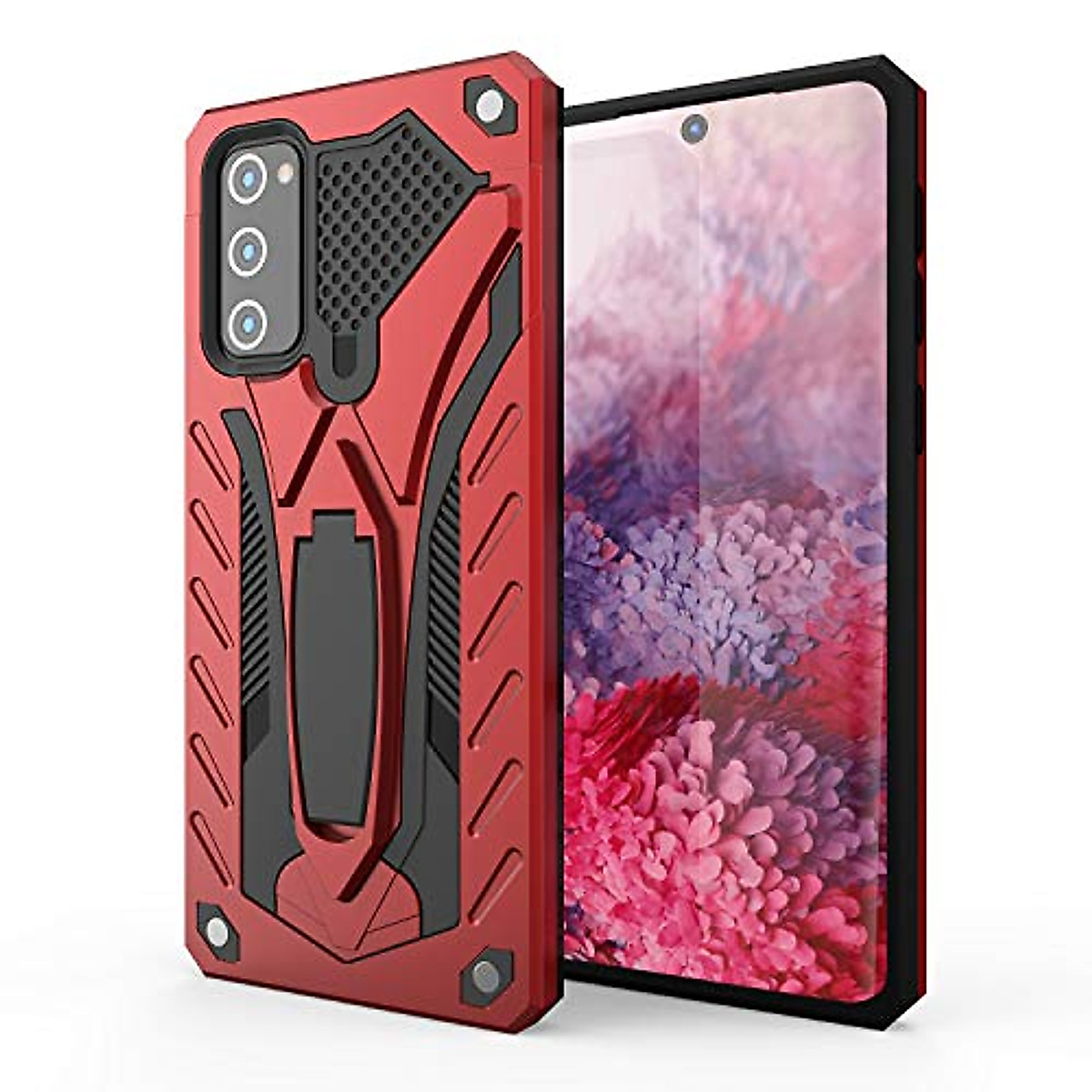 Kitoo Designed for Samsung Galaxy S20 FE Case with Kickstand 5G, Military Grade 12ft. Drop Tested - Red