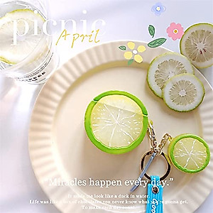 Silicone Case for Airpods Pro, Cute Lemon Pineapple Fruit Crab Protective Soft Rubber Cover Skin with Anti-Lost Keychain (Lemon Case 2)