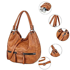 Movefad Women Hobo Shoulder Bag Tote Bag Large PU Leather Handbags Ladies Bucket Purse Crossbody Handbags