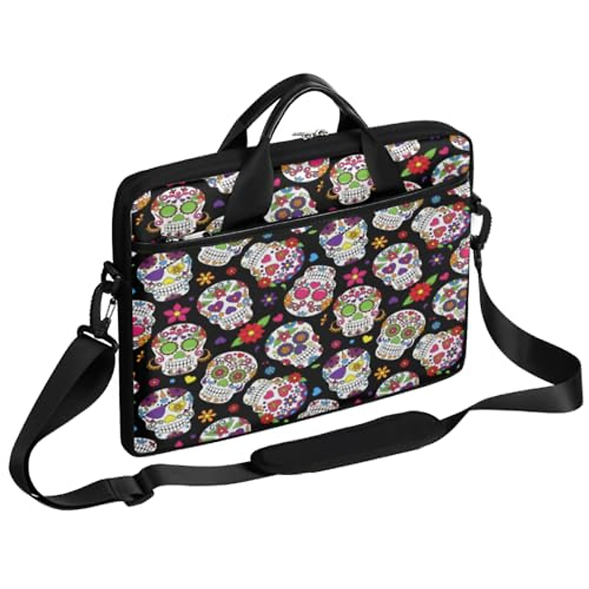 Sugar Skulls Laptop Computer Bag Waterproof Shoulder Messenger Bag 13-15 inch Durable Laptop Tote Bag with Shoulder Strap Handle Lightweight Crossbody Briefcase