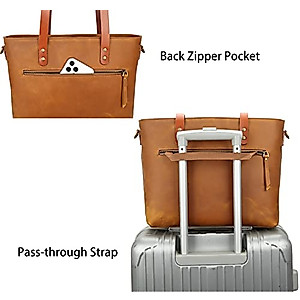 Top Handle Crossbody Purse Genuine Leather Shoulder Bag Work Totes for Women Purse Handbag with Back Zipper Pocket Large F031 (FB031)…