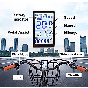 NARRAK Electric Bicycles, 350W Brushless Motor, 36V10Ah Removable Battery, Large M5 Display, 26" City e-Bike Step-Thru Frame, 20Mph Max Speed, Mountain e-Bike, for Adults (Black Color)