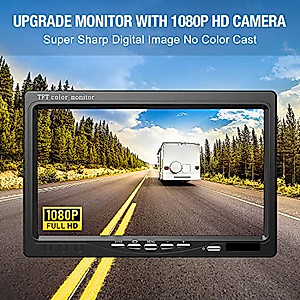 DVKNM Upgrade Dual Backup Camera Monitor Kit 7'' HD 1080P IP69 Waterproof Rearview Reversing Rear View Camera Monitor for Truck Trailer Semi-Trailer Box Truck RV Pickup Truck Easy Installation (TZ102)