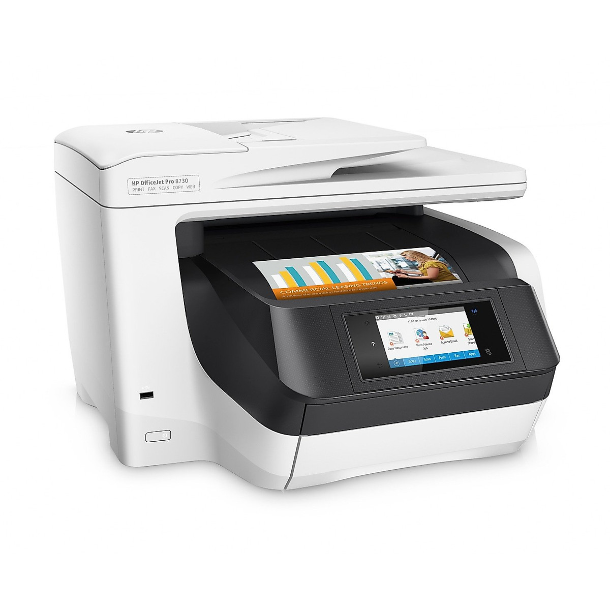 HP OfficeJet Pro 8730 All-in-One 4-Color Inkjet Printer with Duplex and Mobile Printing in White (Renewed)