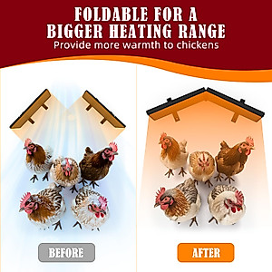 Chicken Coop Heater for Winter with Remote Control, 180W Foldable Radiant Heaters for Chicken Coop,30''x12'' Large Panel Chicken Coop Accessories with Adjustable Timer and Temp,Safer Than Brooder Lamp