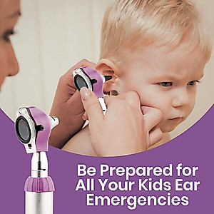 Zyrev Otoscope Oph Multi-Function Set - Otoscope/Opthalmoscope for Ear & Eye Examination - with Portable Carry Case, Sight Chart, Replacement Tips (Purple)
