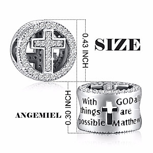 ANGEMIEL 925 Sterling Silver CZ Charms All Things Are Possible Fit European Snake Bracelets