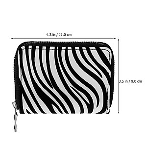 SHERCHPRY 2pcs Women Credit Cards Holder, PU Leather Cards Container, Cash Storage Pouch with Zipper, Credit Card Coin Wallet, Change Pouch for Women (Leopard Print and Zebra Print)