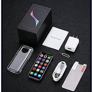 Soyes S10I Unlocked Mini 4G Android Smart Phone 3.5" Dual Sim Ultra Thin Card Student Palm Cellphone Google Play Whatsapp Face Fingerprint 2050mAh Global Version (Star Purple, 3GB+64GB)