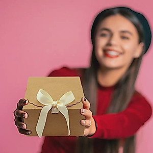 WholeMy Brown Gift Boxes 10 Pack 8x8x4 Inches, Gift Boxes with Lids for Presents, Bridesmaid Proposal Box, Kraft Gift Boxes for Birthday, Wedding, Party, Valentine, Christmas