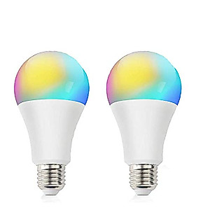 Smart WiFi Bulb,Smartlife APP,LED RGB Color Changing, 2700K-6500K, No Hub Required, A19 E26 Tuya 10W (100W Equivalent) LED Light Bulb,Pack of 2