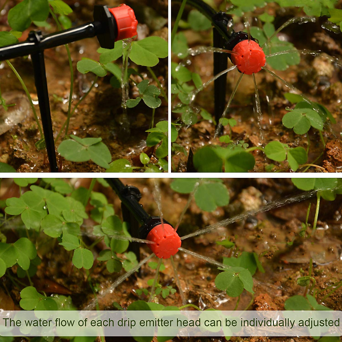 Flantor Garden Irrigation System,50ft 3/8" & 50ft 1/4" Irrigation System Blank Distribution Tubing Watering Drip Kit/Irrigation Kits Automatic Mist Irrigation Equipment Set for Garden,Flower Bed,Lawn